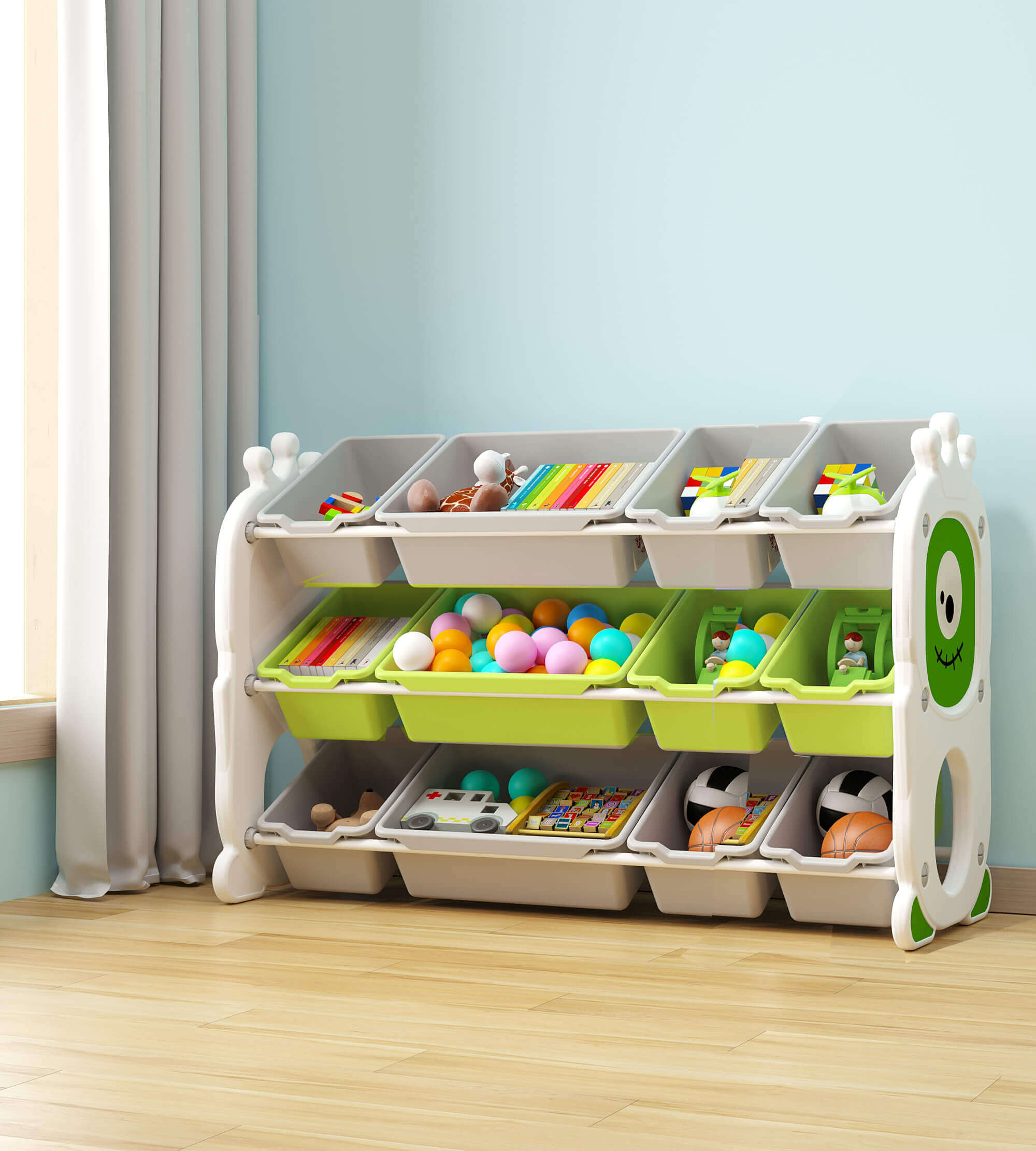 Kids Toy Storage Organizer Book Shelf with Removeable Bins - union-play