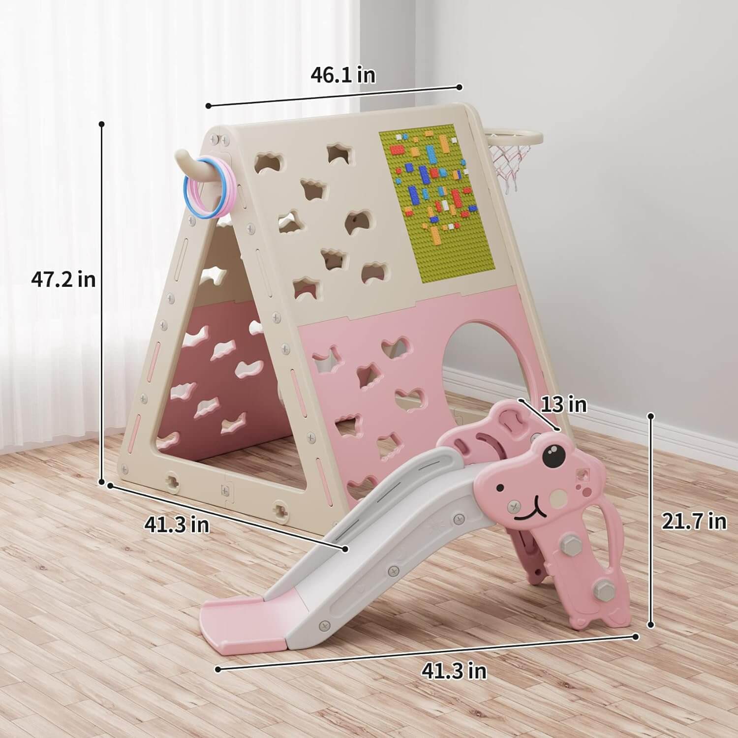 Children’s 7 in 1 Multi-Functional Climbing Pyramid Set with Slide ...